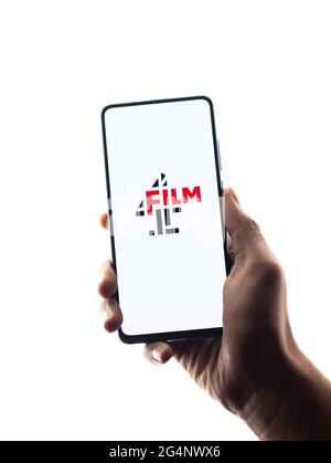 Film4 tv logo on phone screen stock image Stock Photo - Alamy
