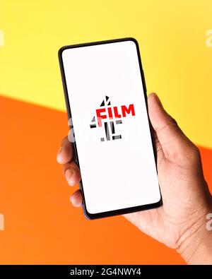 Film4 tv logo on phone screen stock image Stock Photo - Alamy