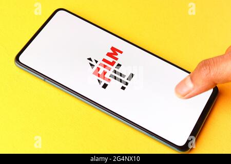 Film4 tv logo on phone screen stock image Stock Photo - Alamy