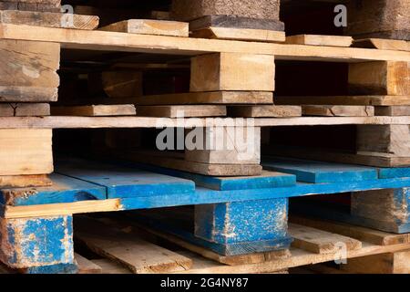 Stacked Euro pallets, logistics delivery concept background Stock Photo ...