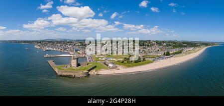 Aerial view of Broughty Ferry and Broughty Castle, Scotland Stock Photo ...
