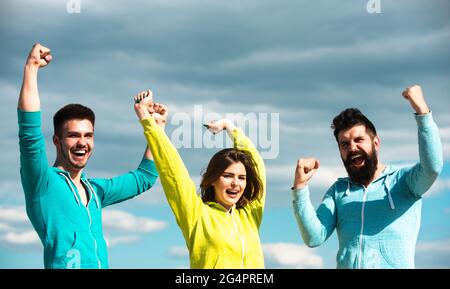 Excited business people. Amazed colleagues. Excited office workers ...