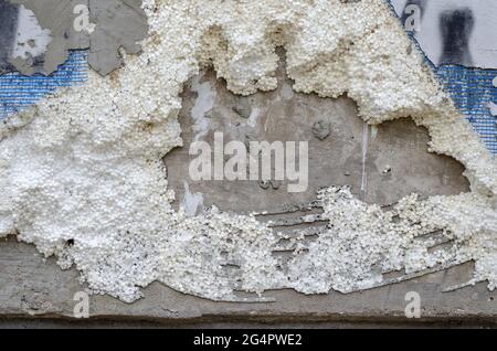 White old broken foam with hole damaged polystyrene material Stock ...