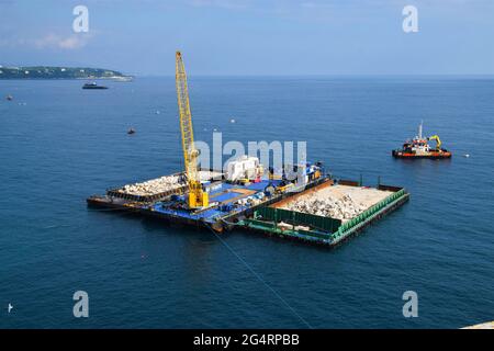 Offshore construction site in Monte Carlo, Monaco October 2019 Stock ...