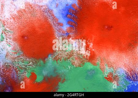 Bright watercolor blue-red stain drips. Abstract illustration on a ...