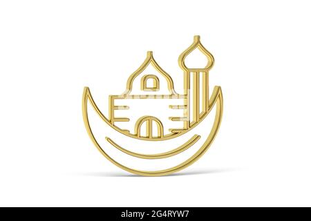Golden 3d minaret icon isolated on white background - 3d render Stock ...