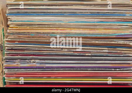 crate digging in vinyl record collection Stock Photo - Alamy