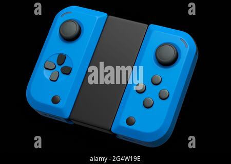 Portable video game controllers attached to touch screen on black ...