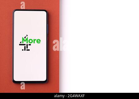 More4 logo on phone screen stock image Stock Photo - Alamy