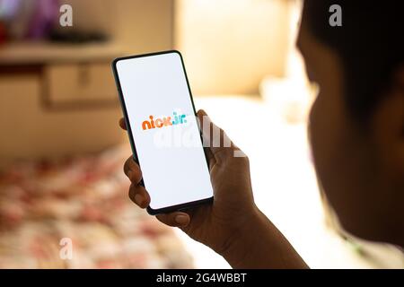 Nick Jr logo on phone screen stock image Stock Photo - Alamy