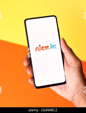Nick Jr logo on phone screen stock image Stock Photo - Alamy