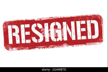 Grunge red resigned word rubber seal stamp on white background Stock ...