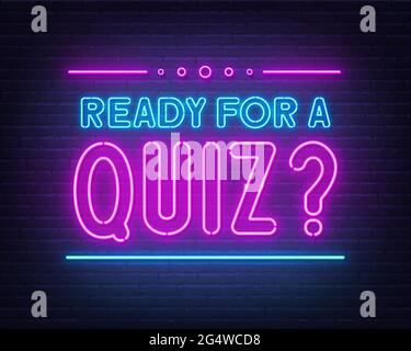Neon quiz banner. Glowing question mark. Shining neon effect. Vector ...