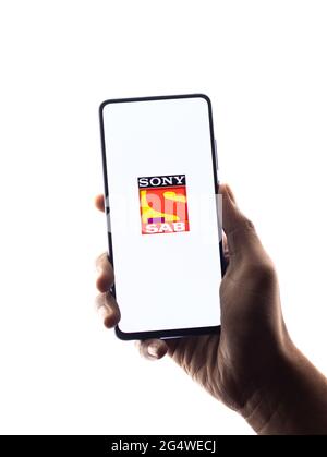 SONY SAB tv logo on phone screen stock image Stock Photo - Alamy