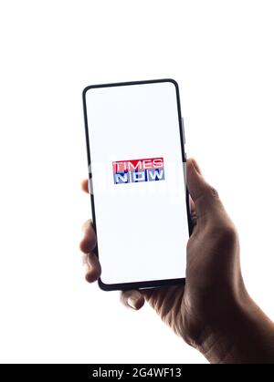 Times Now logo on phone screen stock image Stock Photo - Alamy