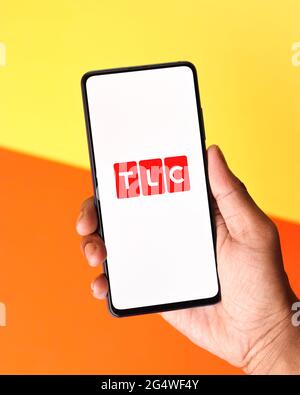 TLC logo on phone screen stock image Stock Photo - Alamy