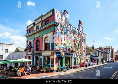 The Prince Albert Pub in Brighton with mural street art on the exterior ...