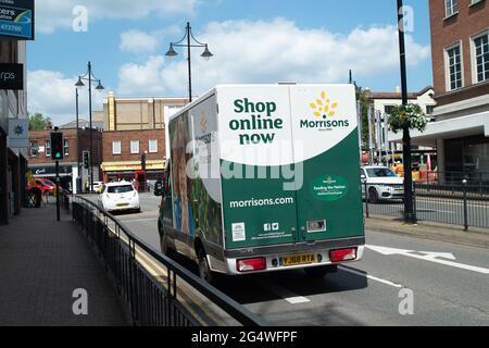 Morrisons delivery van in Market Weighton, East Yorkshire, England UK ...