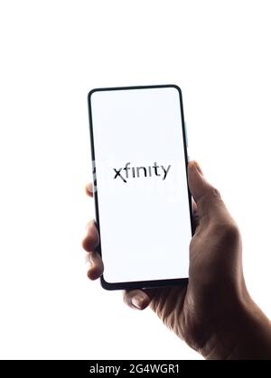 Xfinity logo on phone screen stock image Stock Photo - Alamy