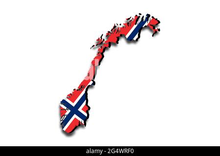 Outline silhouette flag map of Norway over a white background Stock ...