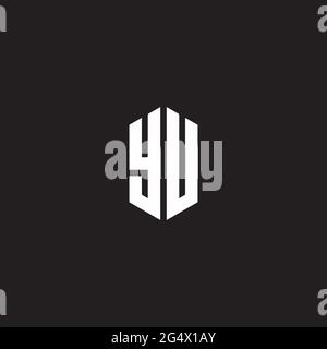 YU Logo monogram with hexagon shape style design template isolated on black background Stock ...