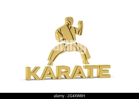 Golden 3d karate icon isolated on white background - 3d render Stock ...