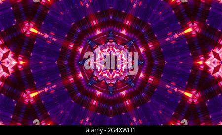 Vibrant kaleidoscopic illustration in bright purple and black colors ...