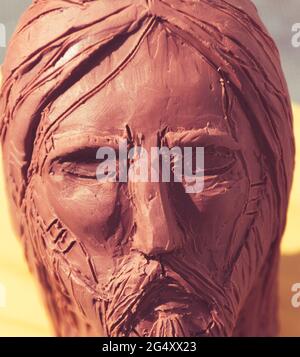Photograph of Jesus Christ face clay sculpture Stock Photo - Alamy