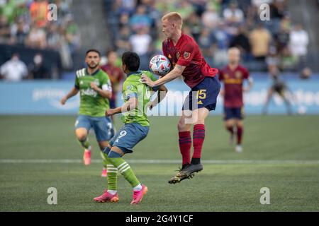 Real Salt Lake defender Justen Glad plays against Minnesota United ...