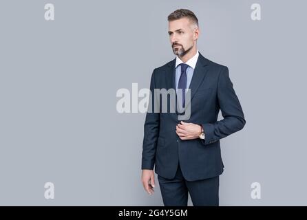 charismatic unshaven ceo. confident boss. mature businessperson in suit ...