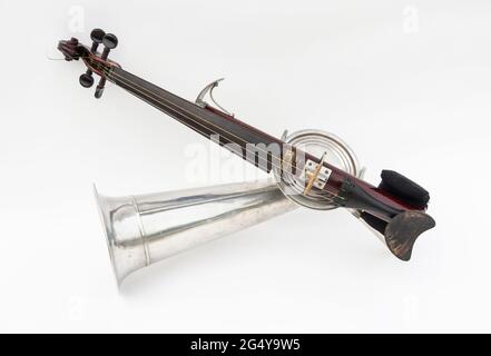A Stroh violin or phonofiddle or stroviol musical recording instrument ...