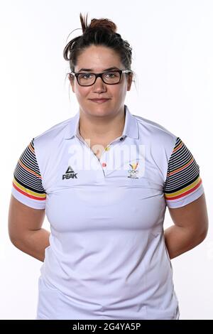 Belgian Anna Vanbellinghen pictured in action during the Weightlifting ...