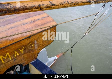 Stern rudder Wooden Sailing Boat Ship Old Stock Photo - Alamy