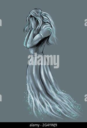 a mournful female ghost Stock Photo - Alamy