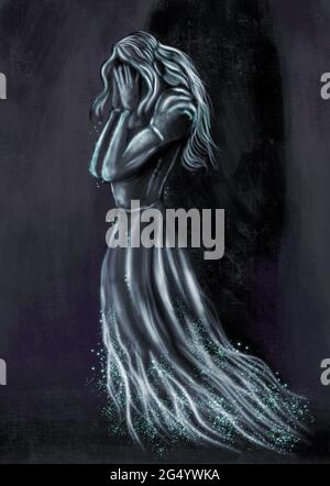 a mournful female ghost Stock Photo - Alamy