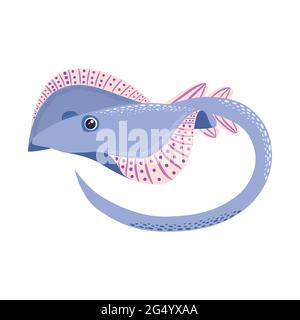 Stingray, Batomorphi sea life, fish, animals bright seamless pattern ...