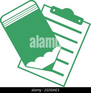 green pencil with green check mark isolated on white background ...