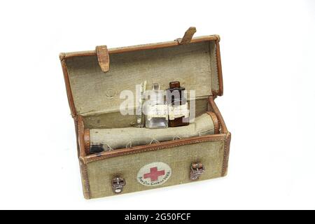 World War II period. Red Army standard military first aid kit. USSR ...