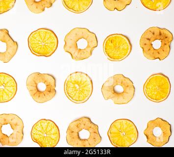 Set of different pieces fresh fruits in glass Stock Photo - Alamy