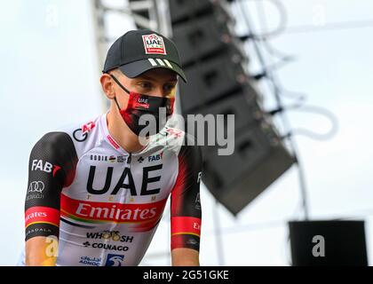 Brest, France. 24th June, 2021. Caleb Ewan (aus) being introduced at ...