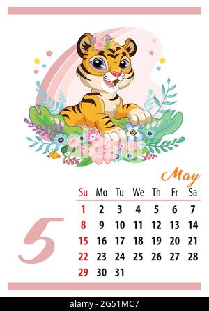 Cute pink tiger. Happy Chinese New Year Stock Vector Image & Art - Alamy