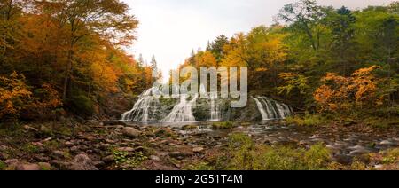 Panorama of Egypt Falls. Cascading waterfalls with stunning autumn fall ...