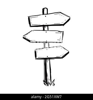 Wood Stake with Right-Left Direction Signs Arrows Vector Illustration ...