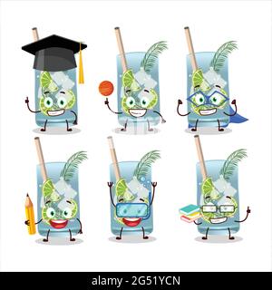 Gin tonic cartoon character are playing games with various cute ...