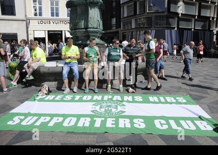 Copenhagen Denmark 21 July 2016- Hibernian Ednin burgh fans enjoying ...