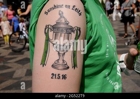 Copenhagen Denmark 21 July 2016- Hibernian Ednin burgh fans enjoying ...