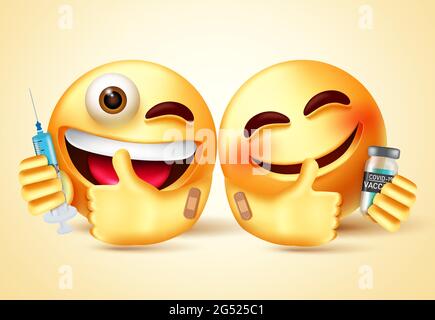 Vaccine injection character emoticon, vector illustration, black and ...