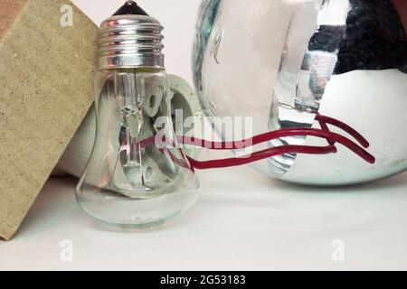 outdated high-power incandescent street light bulb, mirror coated, in ...