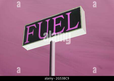 FUEL sign for gas station, purple background Stock Photo - Alamy