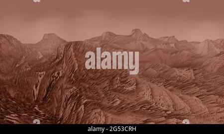 Mars landscape, science fiction illustration Stock Photo - Alamy
